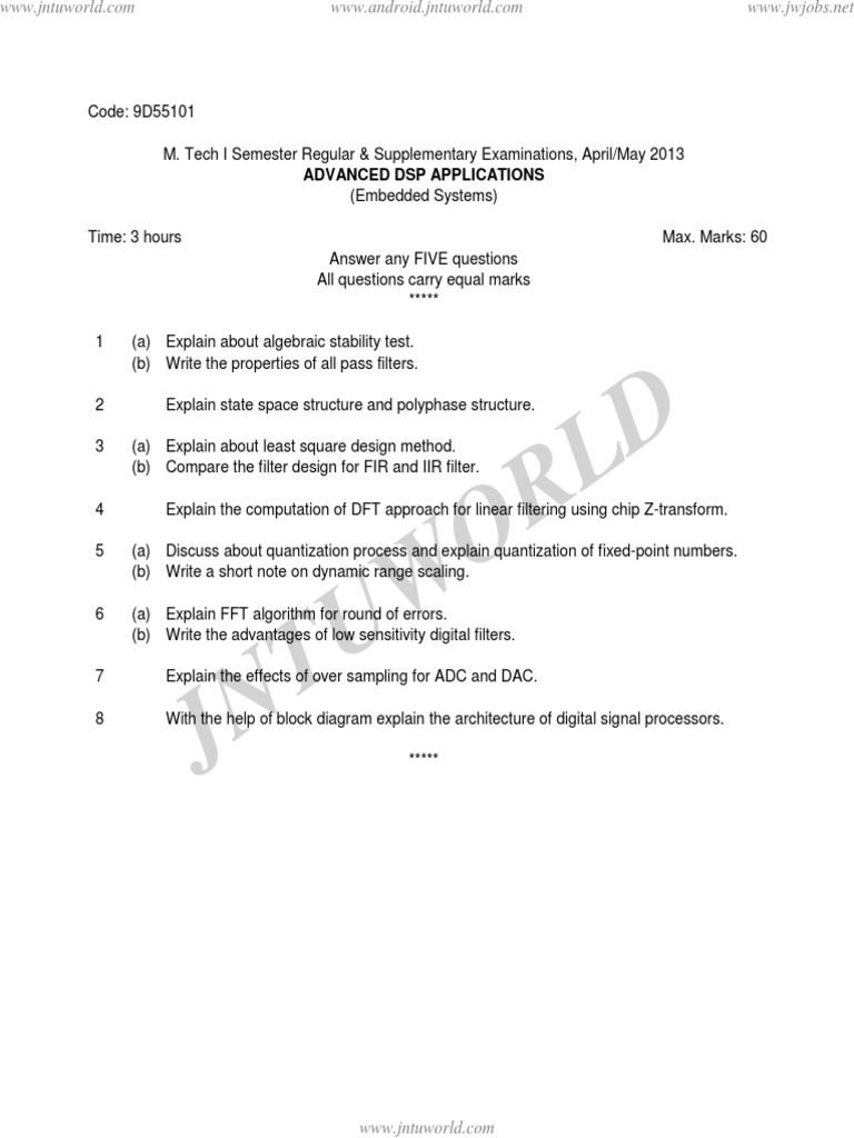 9D55101 Advanced DSP Applications | PDF | Technology & Engineering
