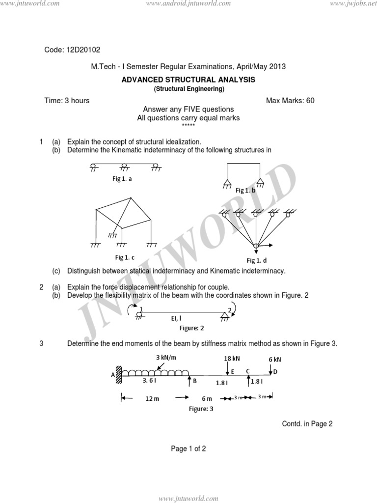 12D20102 Advanced Structural Analysis | Download Free PDF | Structural ...