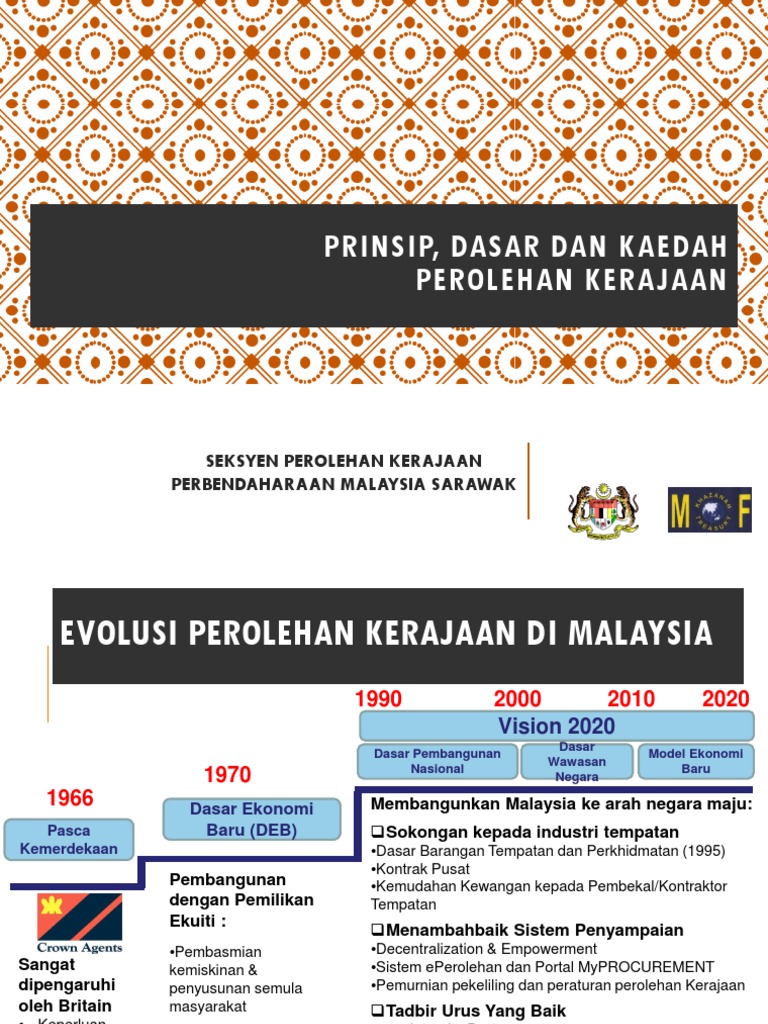 Prinsip, Dasar Dan Kaedah Perolehan Kerajaan