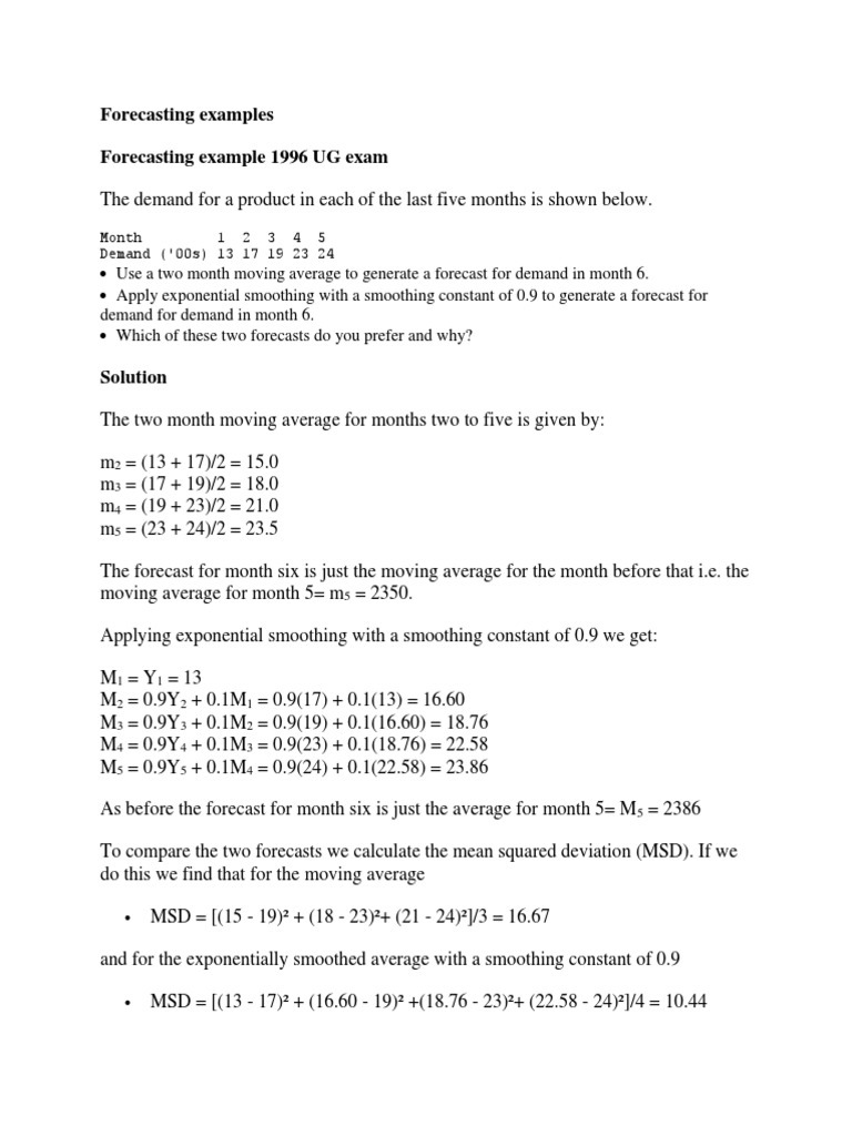 Forecasting Examples | PDF | Moving Average | Forecasting