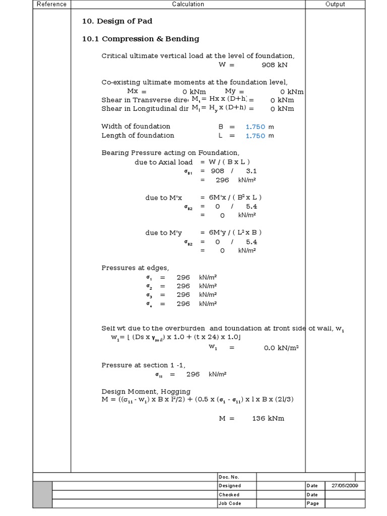 Pad Foundation Design | PDF | Structural Engineering | Materials
