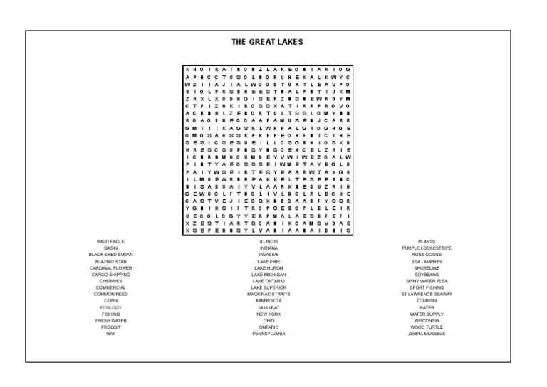 The Great Lakes Word Search Puzzle | PDF | Nature