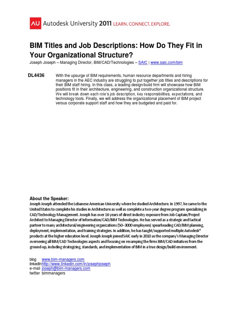 BIM Titles Job Descriptions | PDF | Building Information Modeling ...
