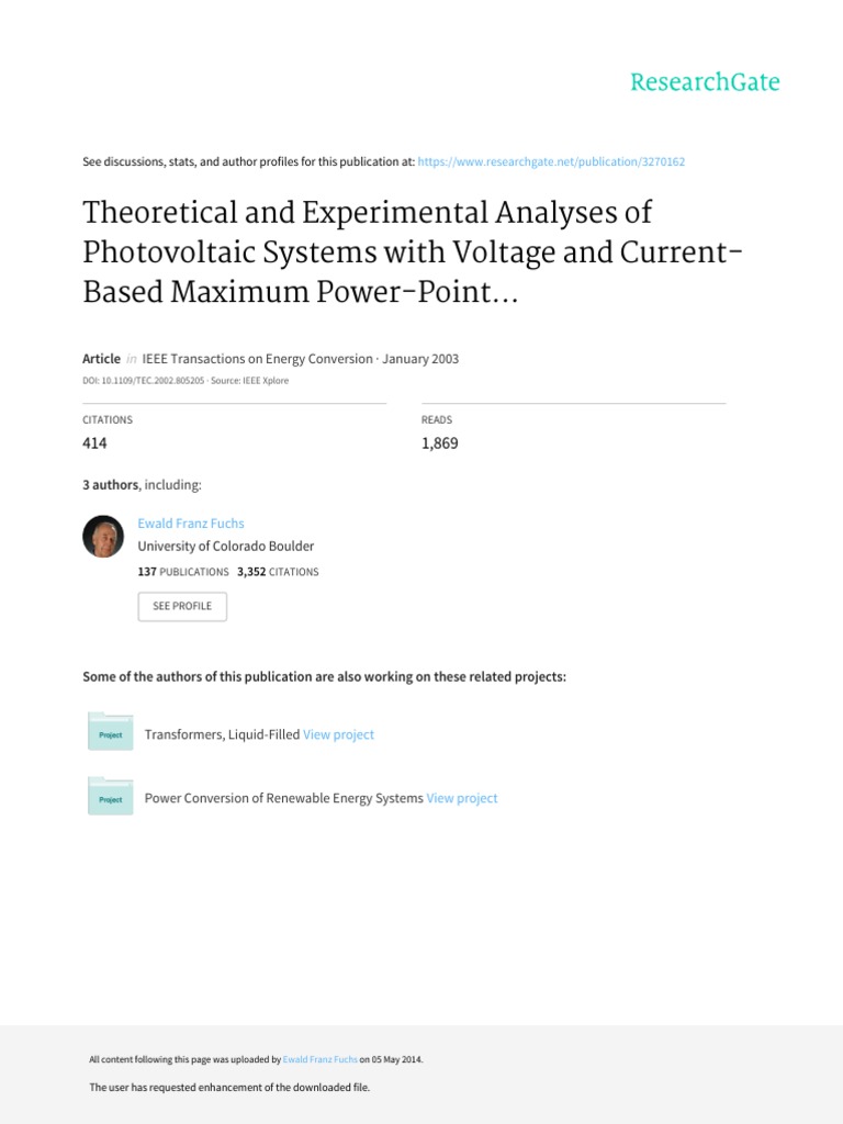 Theoretical and Experimental Analyses of Photovolt | PDF | Photovoltaic ...