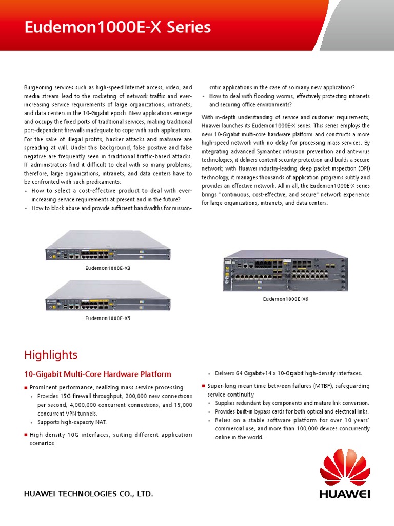 Huawei Eudemon1000e-X HW - 104767 | PDF | Firewall (Computing) | Denial ...