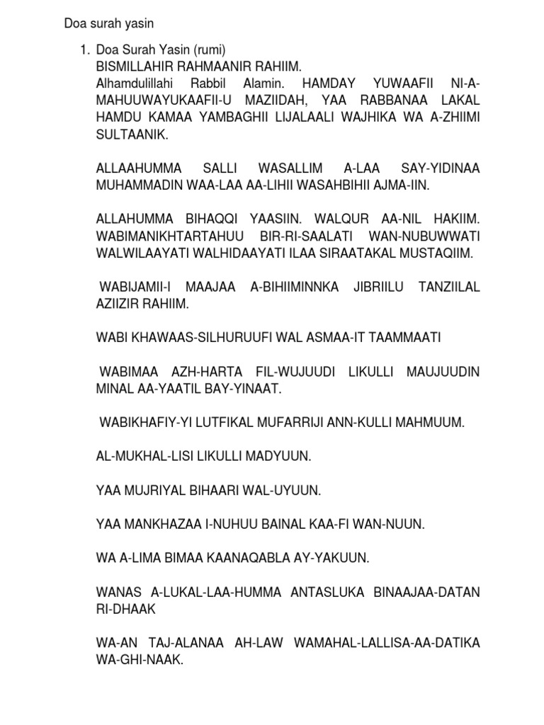 Doa Surah Yasin | PDF