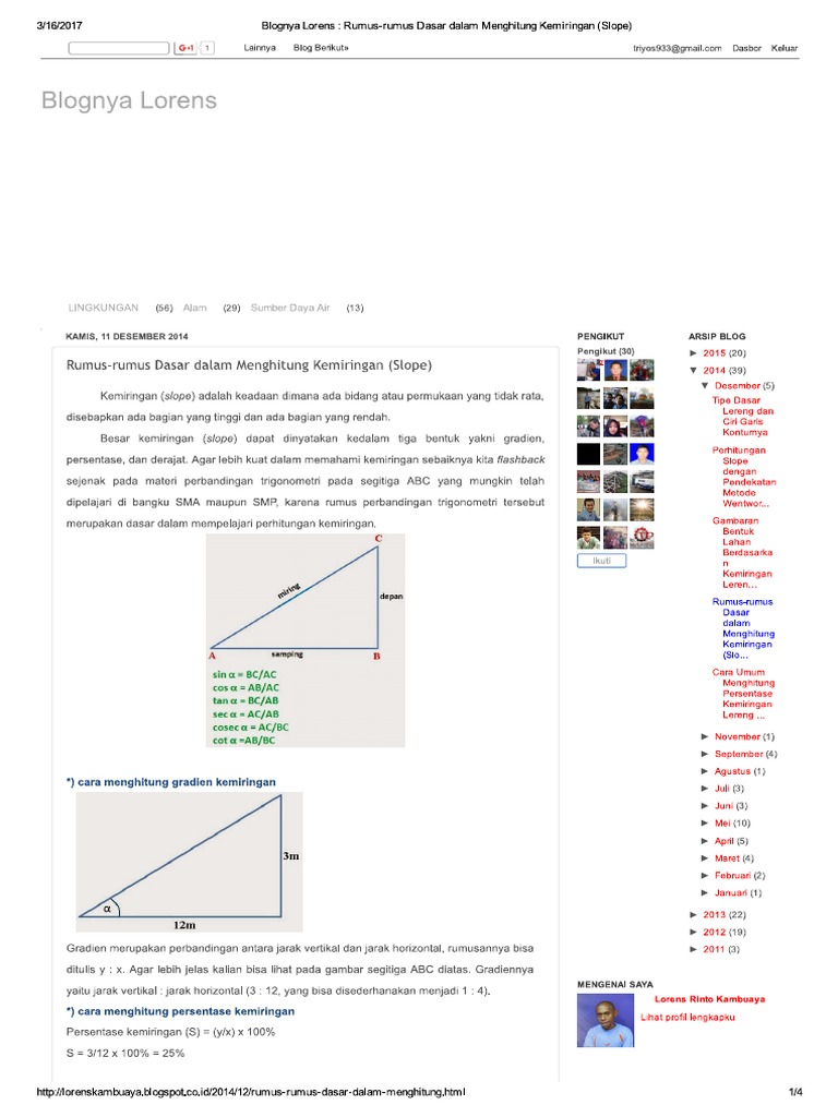 Blognya Lorens _ Rumus-rumus Dasar Dalam Menghitung Kemiringan (Slope)