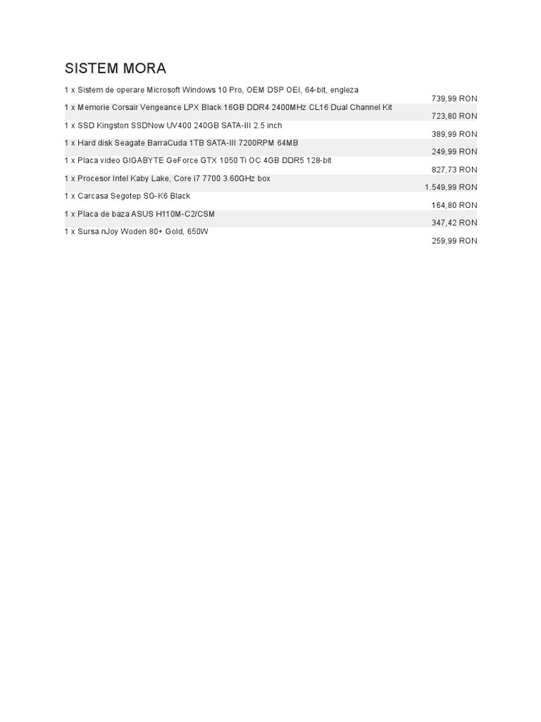 Complete Gaming PC Build Components | PDF