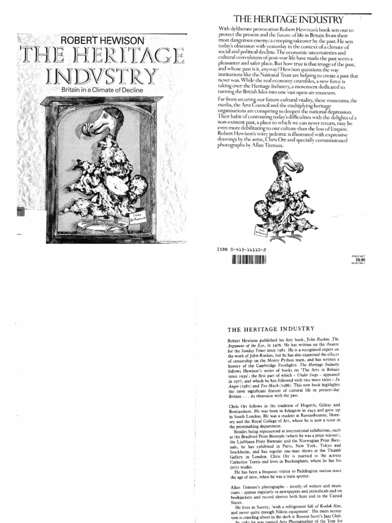 Hewison, Robert - The Heritage Industry. Britain in A Climate of ...