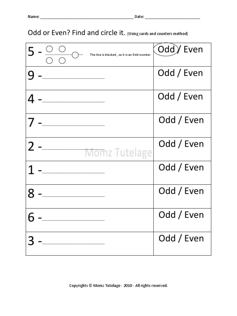Odd and Even Numbers | PDF | Numbers | Elementary Mathematics