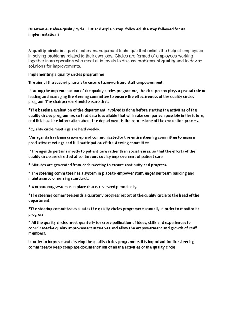 Total Quality Management - Question 4 | PDF