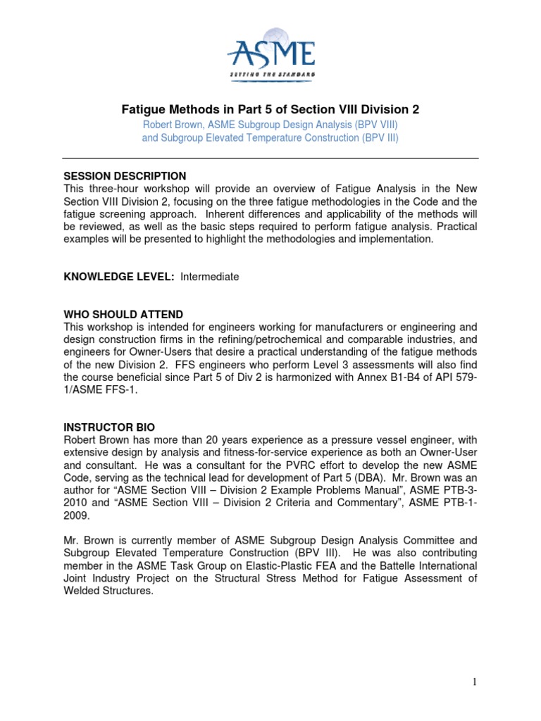 Fatigue Analysis in ASME Section VIII Div 2 | PDF
