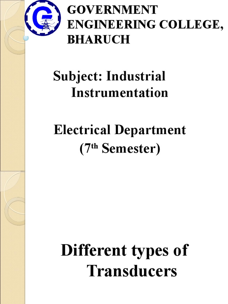 II PPT Types of Transducer | PDF | Pressure Measurement | Piezoelectricity