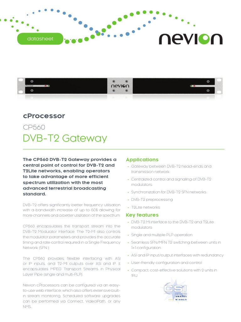 Nevion Cp560 Data Sheet r1513 | PDF | Ethernet | Port (Computer Networking)
