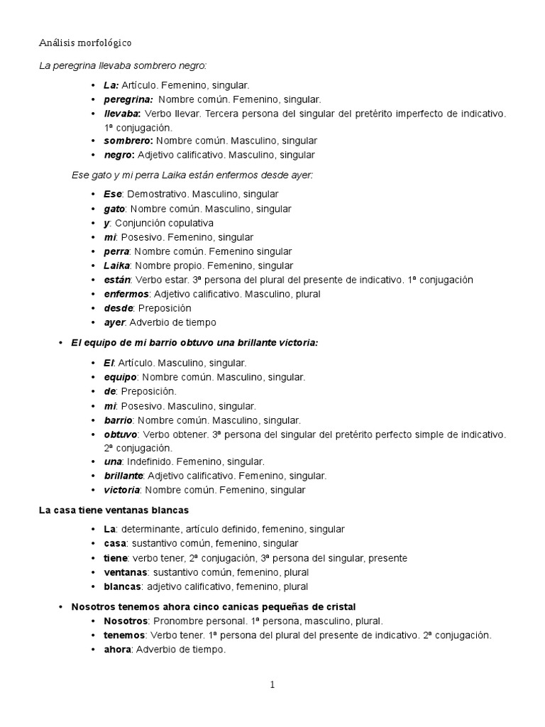 Análisis Morfológico | PDF | Sustantivo | Adjetivo