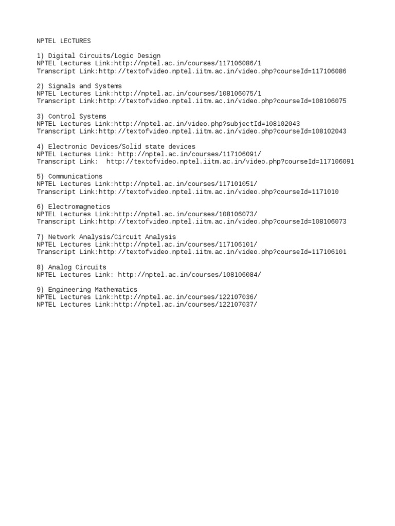 Nptel Lectures | PDF