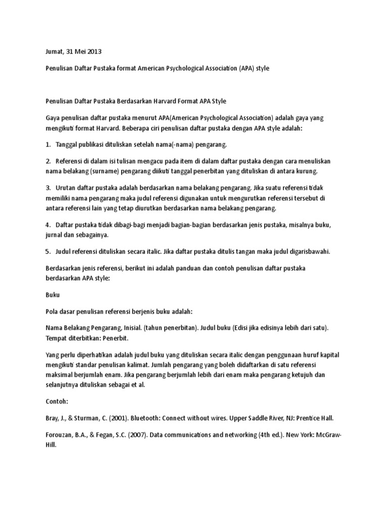 APA (Daftar Pustaka Apa Style) | PDF