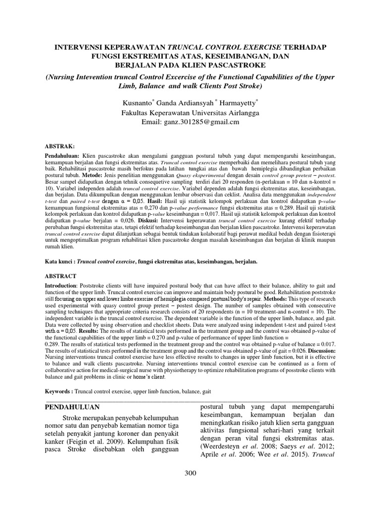 Stroke (Truncal Control Exercise) | PDF