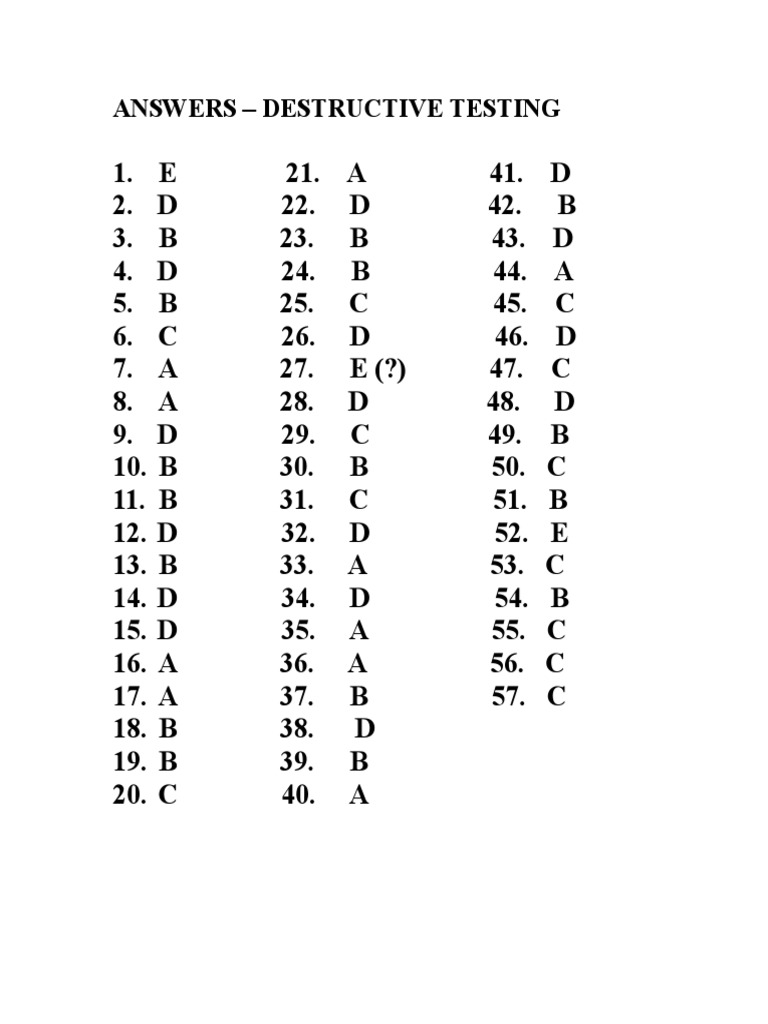 Destructive Testing Answers | PDF
