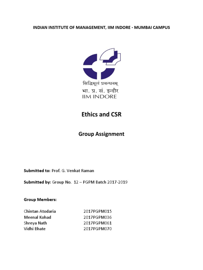 ECSR Assignment Group 12 | PDF | Economies | Business