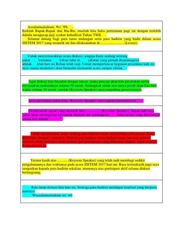 Cue Card Moderator SISTEM 2017 | PDF