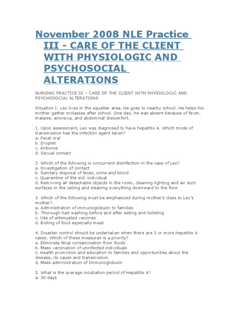 November 2008 NLE Practice Exam | PDF | Surgery | Sterilization ...