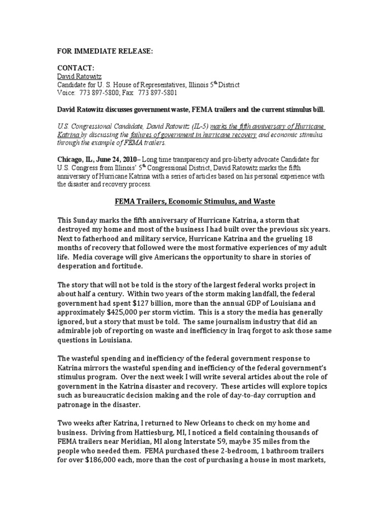 FEMA Trailers | PDF | Hurricane Katrina | Atlantic Hurricane Seasons