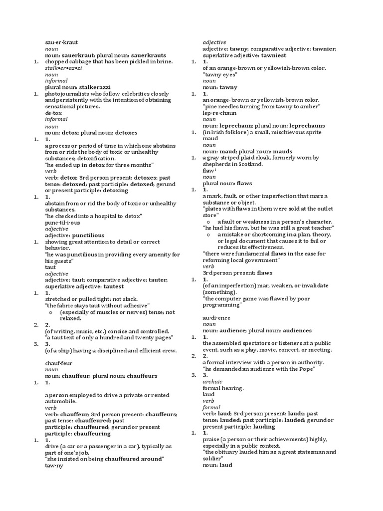 Noun Stalk - Er - Az - Zi Noun Informal Adjective | PDF | Verb | Adjective