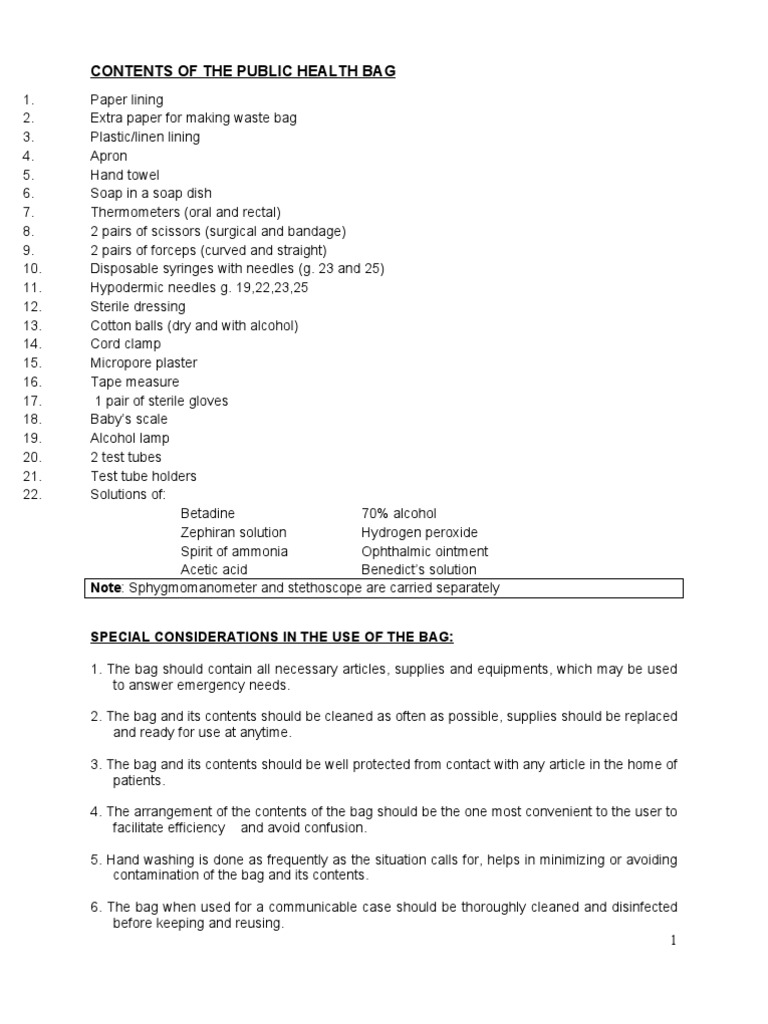 Bag Technique Checklist | PDF | Hand Washing | Medicine