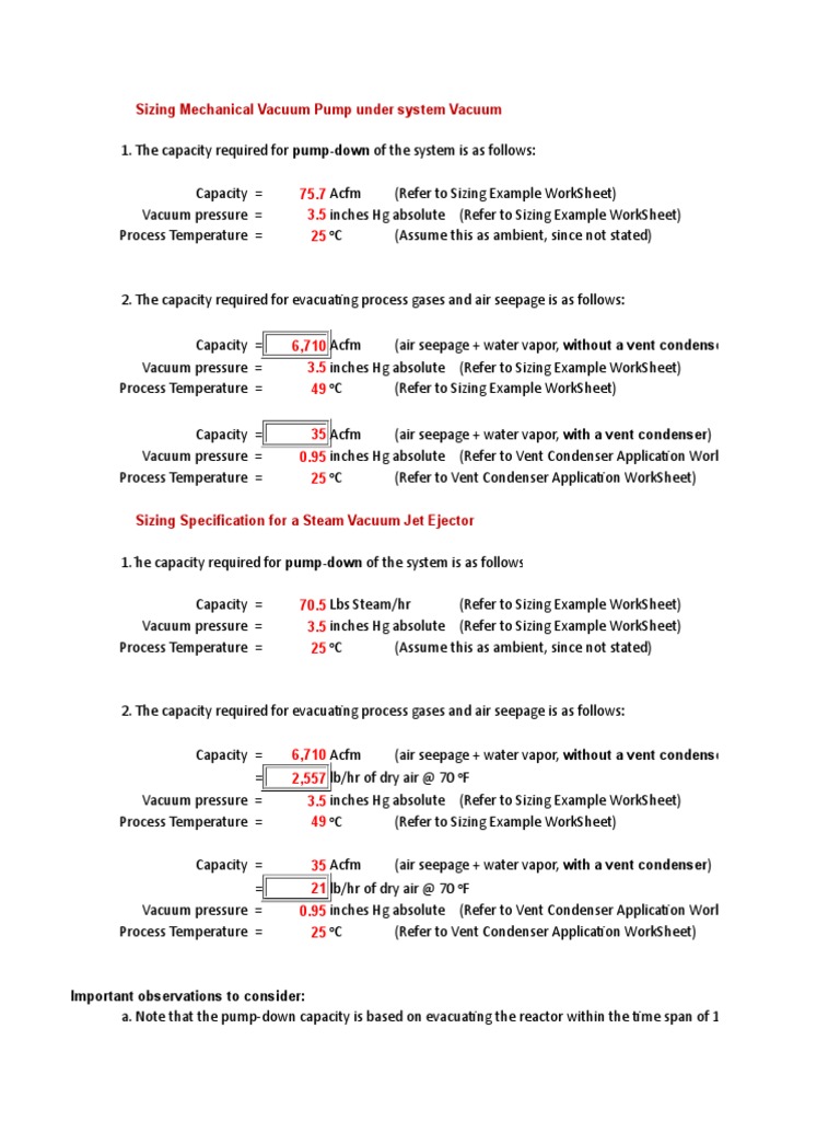 Sizing Vacuum Pump or Ejector For Chemical Process | PDF | Vacuum ...