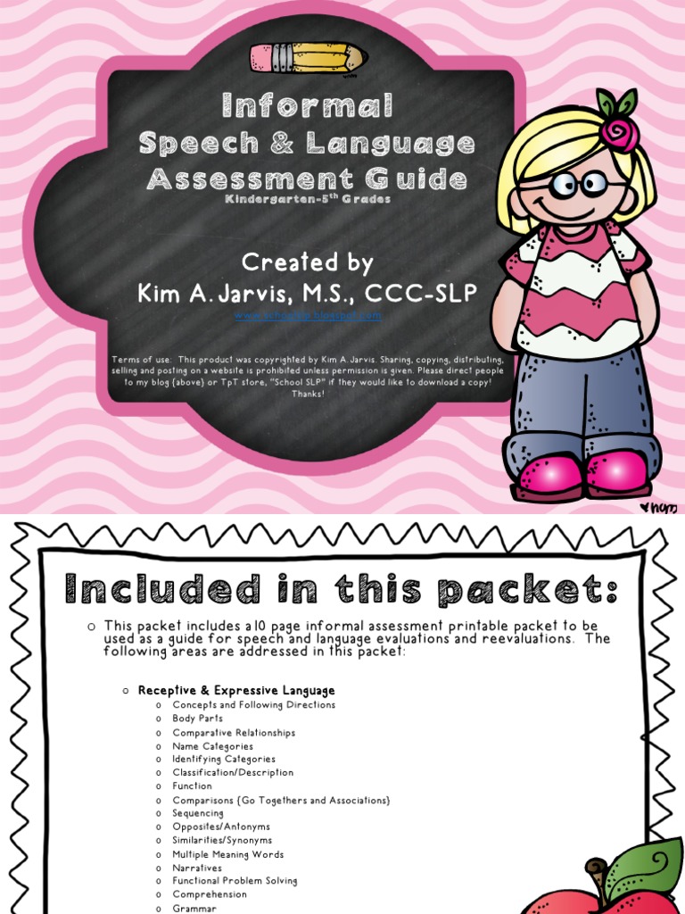 Informal Speech and Language Assessment Guide | Grammatical Number ...