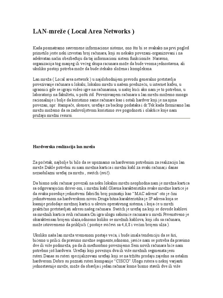 LAN Mreze Topologije | PDF