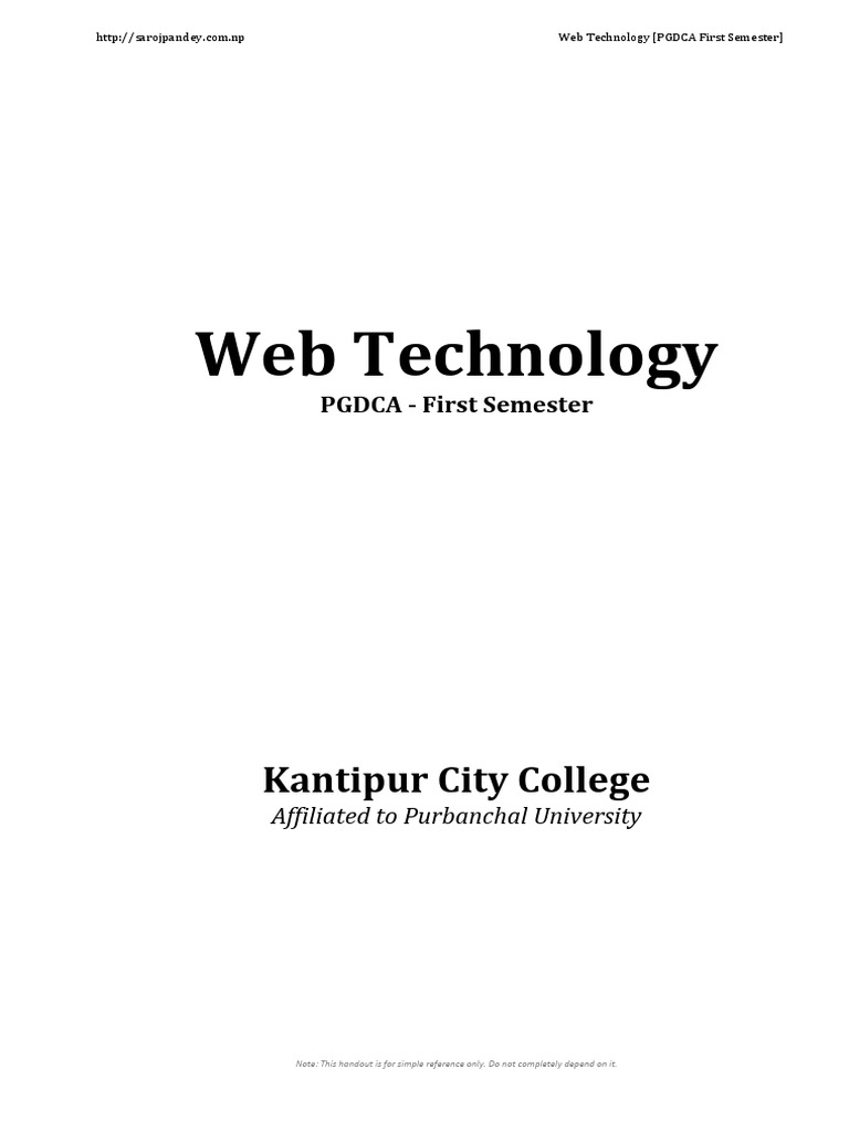 Web Technology Notes | PDF | Web Server | Internet & Web