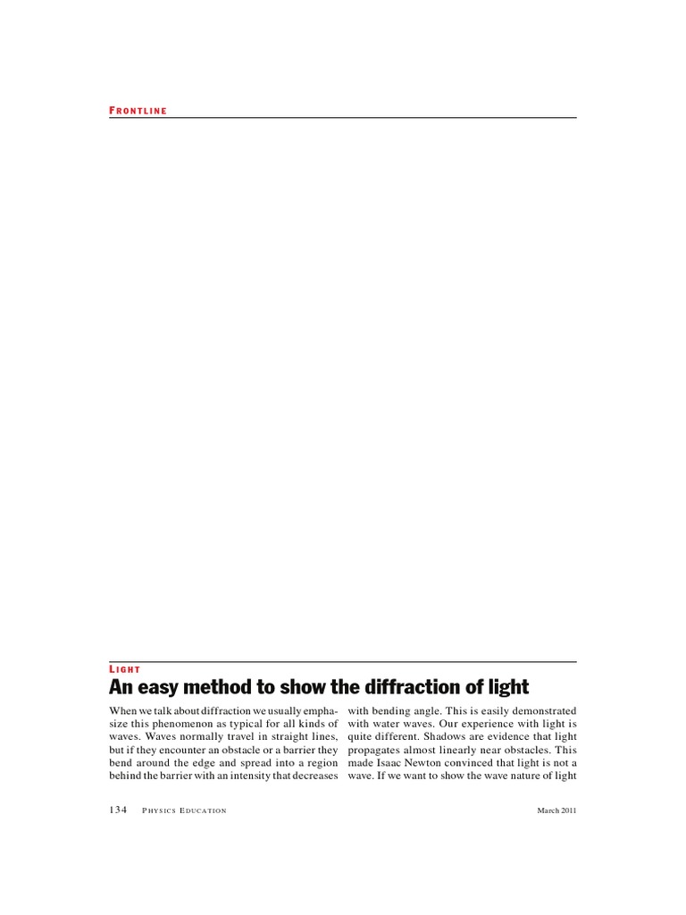 An Easy Method To Show The Diffraction of Light | PDF | Nature