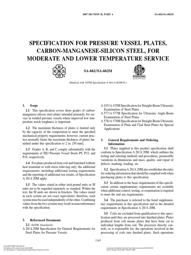 Asme Section II A-2 Sa-662 Sa-662m | PDF | Structural Steel ...