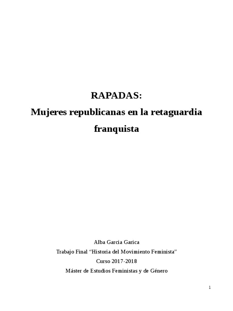 Las Rapadas. Trabajo Final Alba Garcia | PDF | España franquista | Mujer