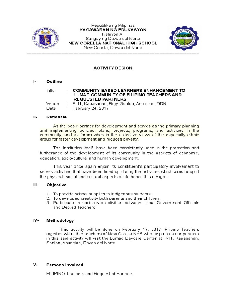 Filipino Activity Design | PDF | Further Education