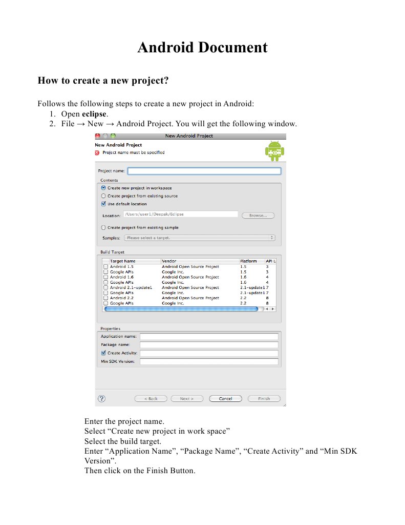 Android Document: How To Create A New Project? | PDF | Android ...