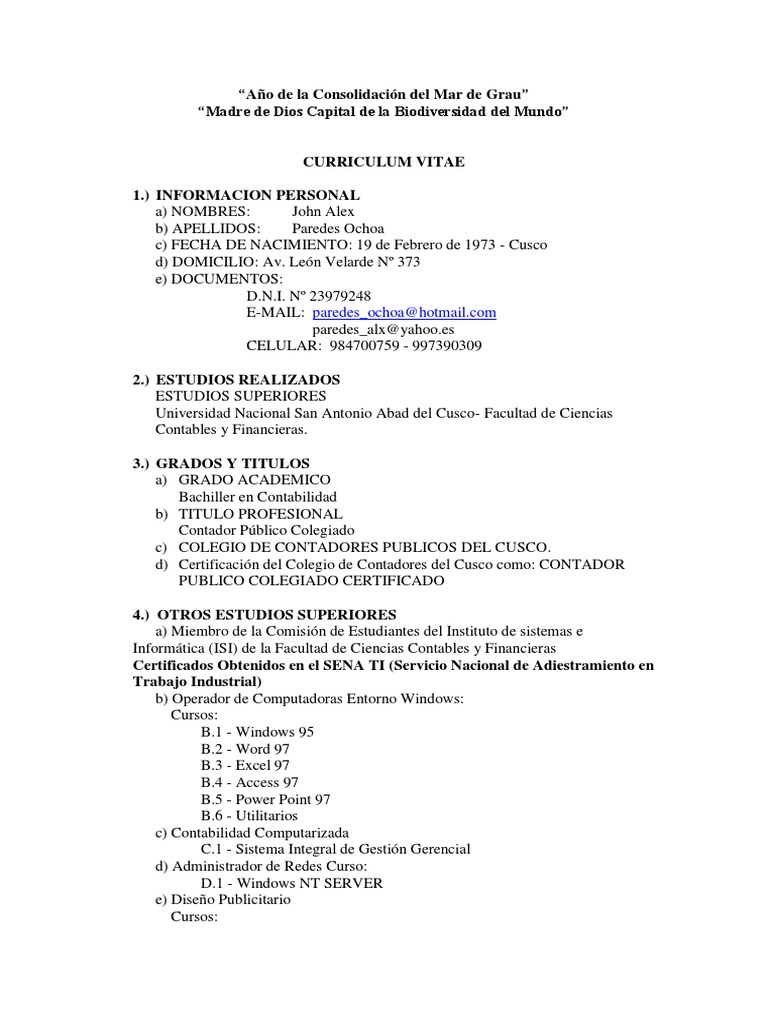 Vitae Contador | Contador | Contabilidad