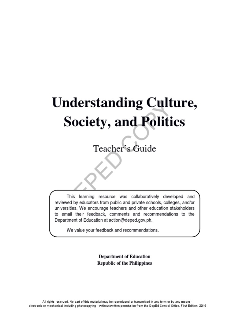 UCSP TG SHS v.1 | PDF | Anthropology | Socialization