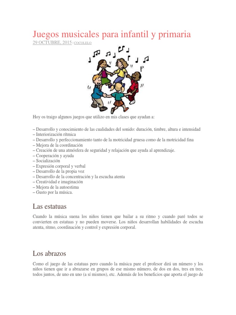 Juegos Musicales para Infantil y | PDF | Ritmo | Coro