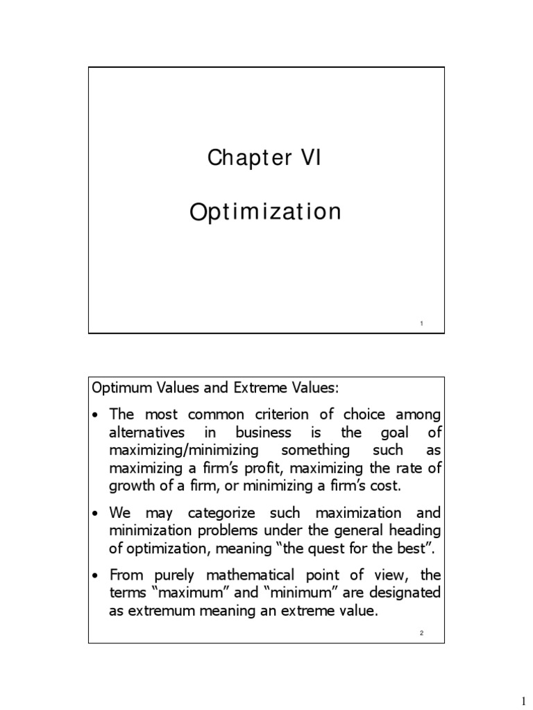 Optimization and Extreme Values Explained | PDF | Maxima And Minima ...