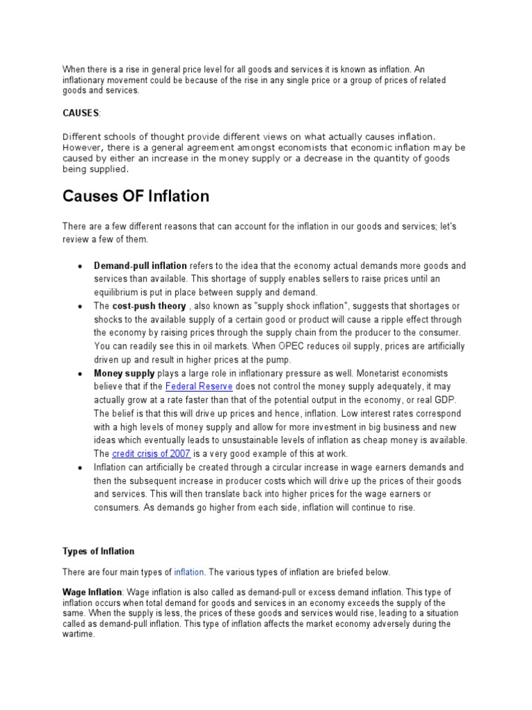 Causes OF Inflation | PDF | Inflation | Interest Rates