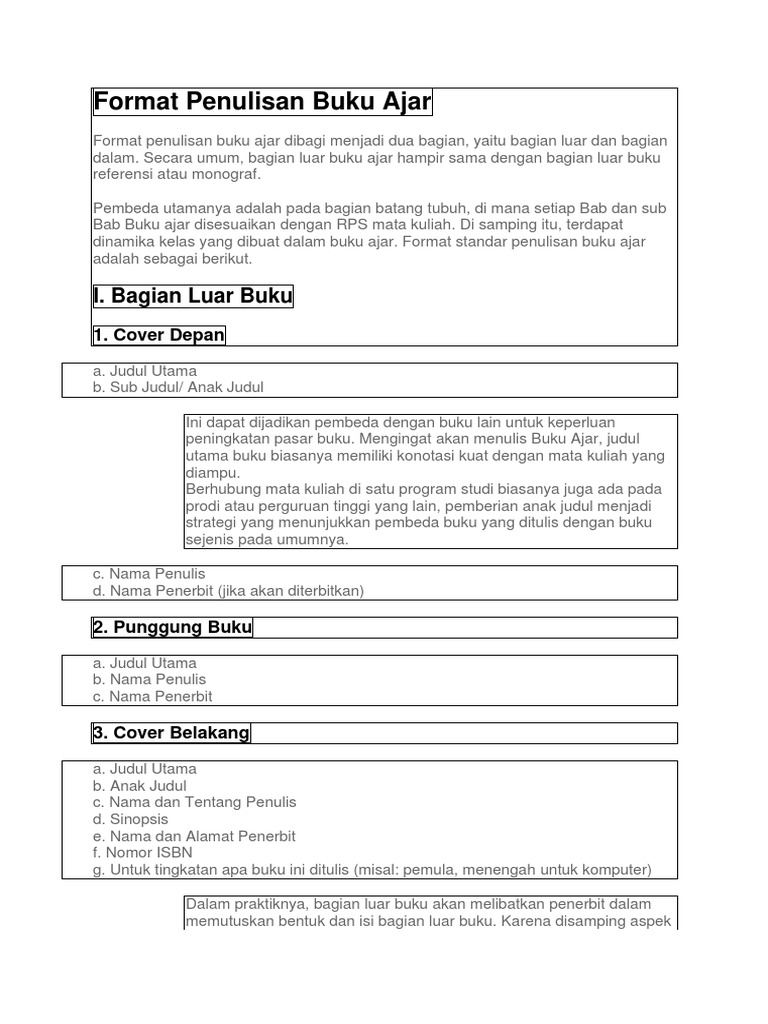 Format Penulisan Buku Ajar