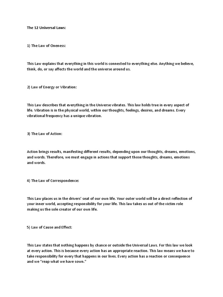 The 12 Universal Laws PDF | Download Free PDF | Dream | Universe