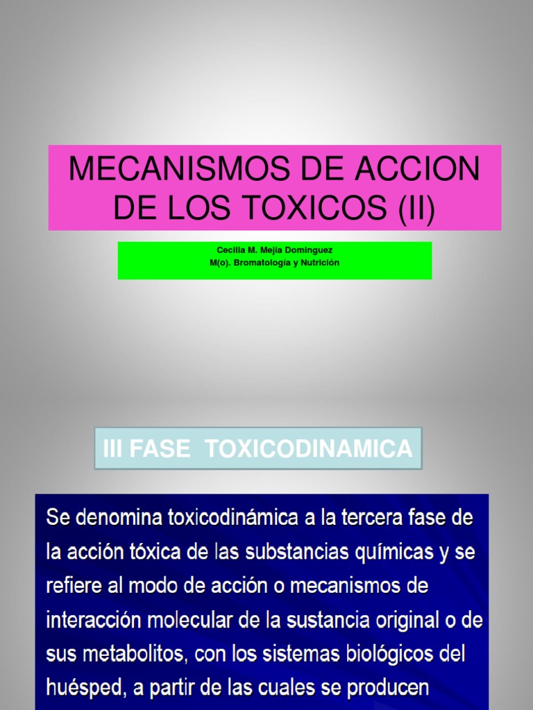 Clase 2 B Fases y Mecanismos de Accion de Los Toxicos (II) | Toxicidad ...