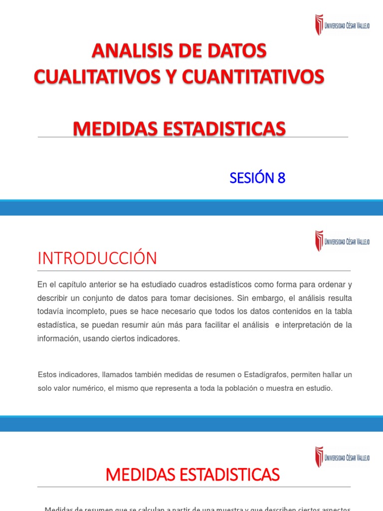 Sesión n8 Medidas Estadisticas | PDF | Dispersión estadística | Mediana
