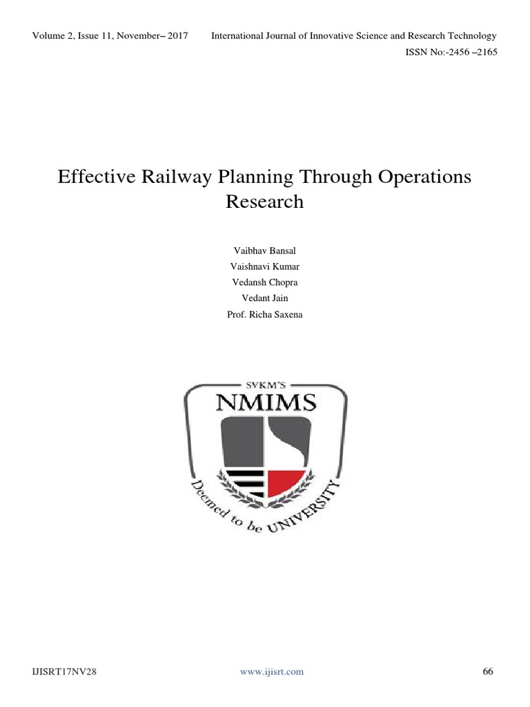 Effective Railway Planning Through Operations Research | PDF ...