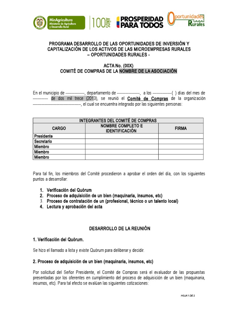 Acta Comite de Compras | PDF | Quórum | Gobierno