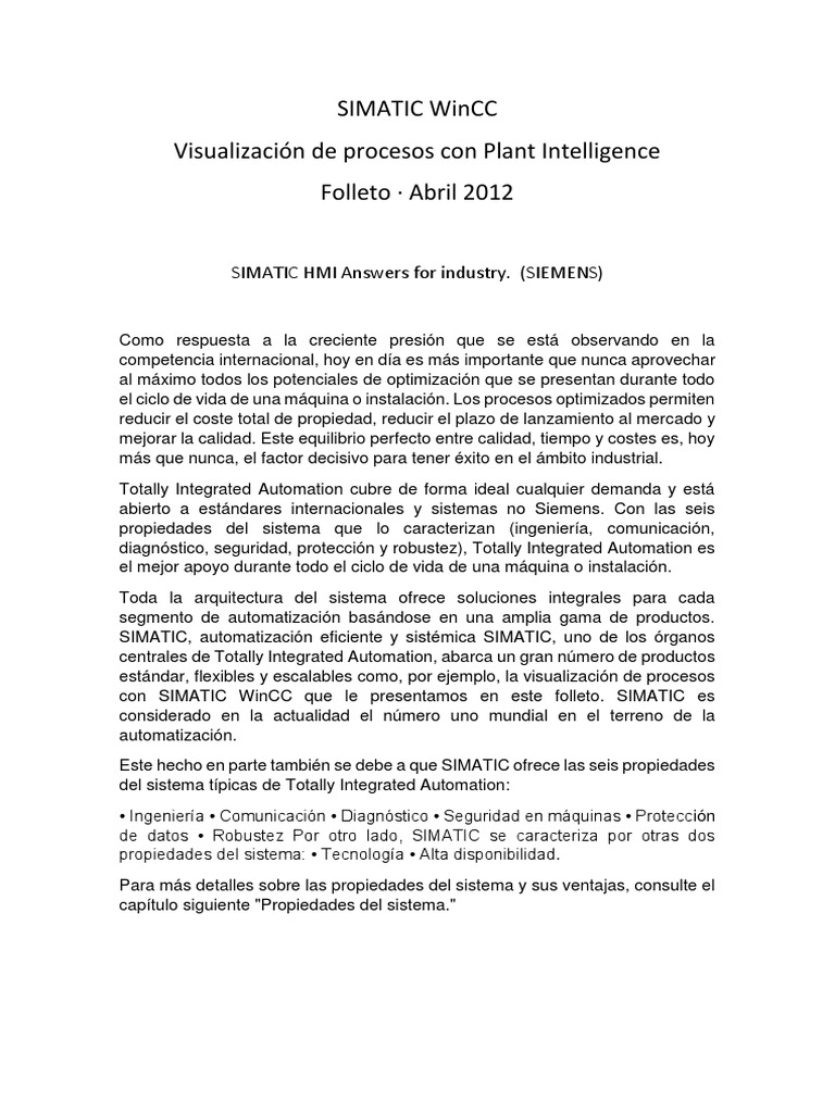 Visualización de Procesos con WinCC | PDF | Scada | Ciencia y Tecnología